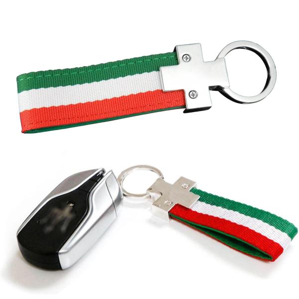 商品名: ( 1 )ストライプナイロンバンドW / InnerレザーキーFobチェーンキーチェーンリング #DE7 x xotic tech Italian Flag Theme Stripe 3-Color Nylon Band Stra...