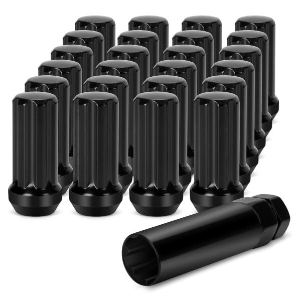 商品名: Dynofit 14mmx1.5ホイールラグナット、32X m14x1.5ラグナット、円錐形/円錐バルジシート 24個 ナットブラックラグ14x1,5 ブラック Dynofit 14X1.5 Spline Lug nuts Com...