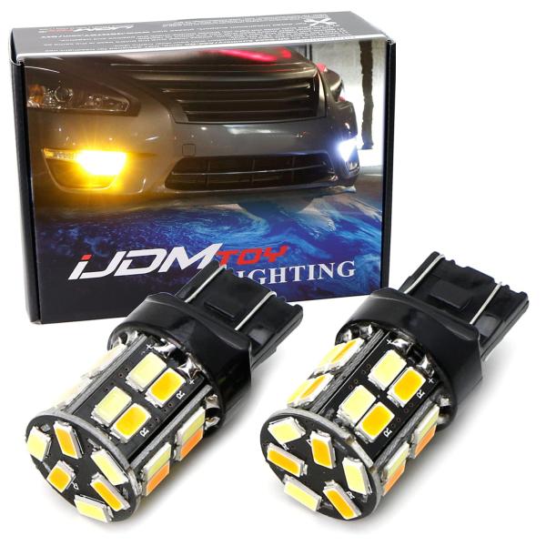 商品名:  iJDMTOY 26-SMD Diodes White/Amber Dual Color Switchback 7443 7444 T20 Replacement Bulbs Compatible With Front Turn...