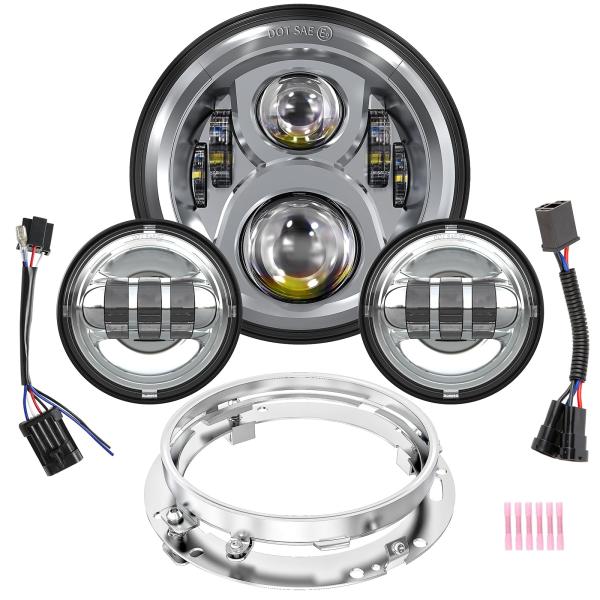 商品名:  BICYACO 7 Inch LED Motorcycle Headlight with 4.5 Inch Fog Lights Passing Lamps DOT SAE Approved, Compatible with H...