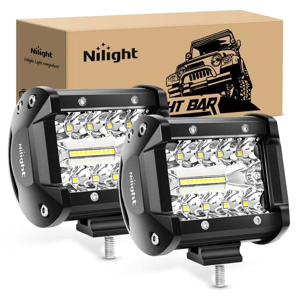 商品名: LED ライトバー Nilight 2個 4インチ 60W スポット&amp;フラッド コンボ ドライビングライト 防水 LED ワークライト 3列 オフロードトラック 車 ATV SUV ジープ キャビンボート。 Nilight...