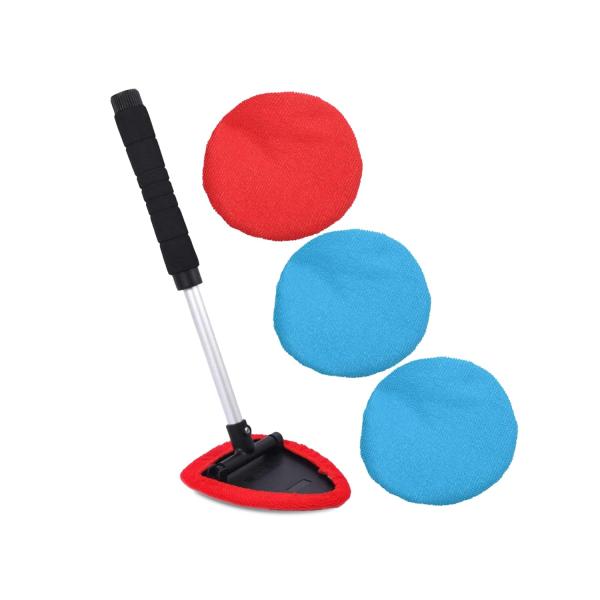 商品名: AutoEC 自動車フロントガラスクリーナー 伸縮ハンドル ウィンドウクリーナーブラシキット 4パック 洗濯可能で再利用可能なパッド(ウェット使用2枚 ドライ使用2枚) AutoEC Windshield Cleaner Tool...