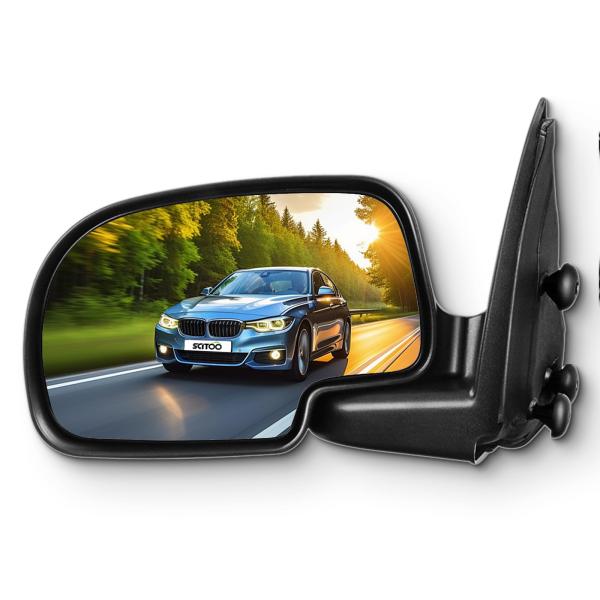 商品名: SCITOO 左側ビューミラー 2003 2004 2005 2006 2007 シボレー シルバラード GMC シエラ 1500用 ブラック 非加熱式 パワー調整 手動 折りたたみ SCITOO Left Side View M...