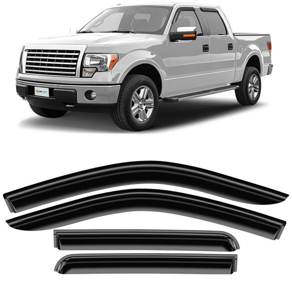 商品名:  CLIM ART Incredibly Durable Rain Guards for Ford F-150 2009-2014 SuperCrew, Tape-on Window Deflectors, Vent Deflec...