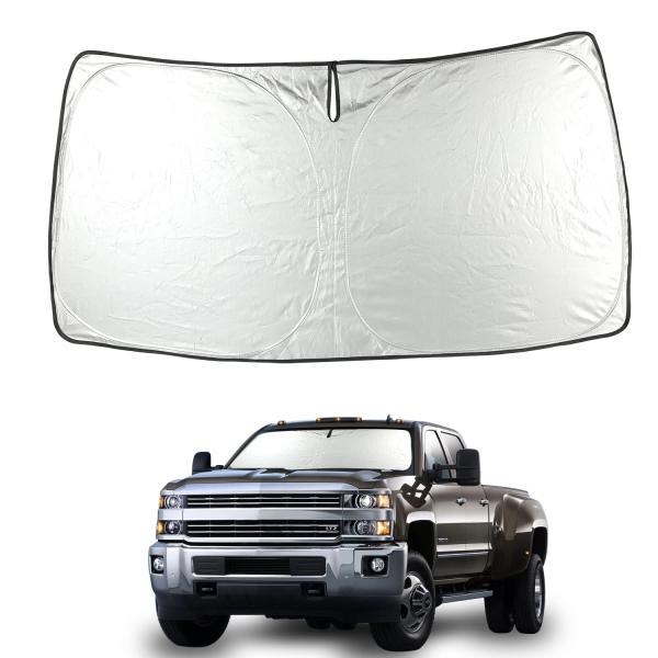 商品名:  Sierra Windshield Sunshade Custom Fit GMC Sierra 1500 2500 HD 3500 HD 2014-2018 Foldable Front Window Sunshade Shi...