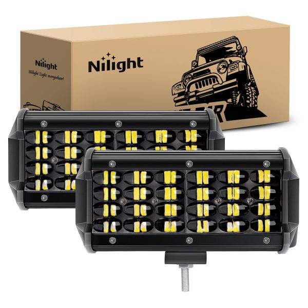 商品名: Nilight 18027C-A 2個 6.5インチバー 2パック 7インチ 72w 7200lm クワッドロー LED オフロード ポッド スポットビーム フォグ運転 作業灯 トラック 4x4 ATV SUV ボート ジープ ト...