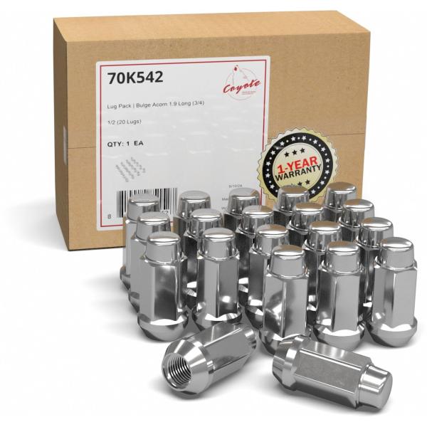 商品名: ホイールアクセサリー部品 20個セット クローム 1/2ラグナットコーンシート 長さ1.9インチ トラック用 バルジドングリ 1/2インチ-20スレッド 19mm (3/4インチ) 六角ホイールラグナット (20、クロム) Whe...