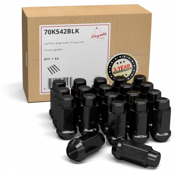 商品名: ホイールアクセサリーパーツ 20個 1/2インチ スレッド バルジどんぐり1.90 ロングラグナット ブラッククローム 3/4インチ 六角 GMC C15 C1500 Chevy C10 K10 1994-2001 Dodge R...