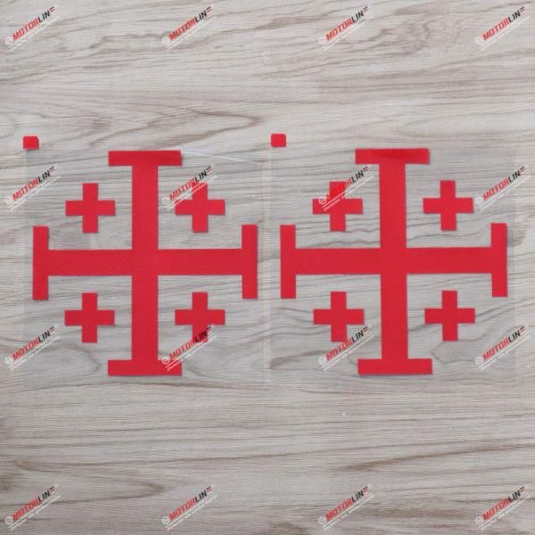 商品名: 2枚 レッド 15.2cm エルサレムクロス 十字軍の五つ組十字 デカール ステッカー 車用 ビニール ダイカット 背景なし 2X red 6'' Jerusalem Cross Crusaders' Cross Five-fol...