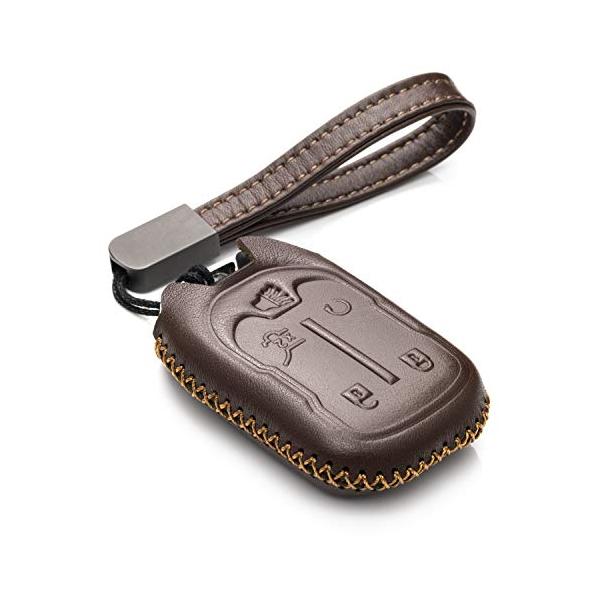 商品名:  Vitodeco Genuine Leather Smart Key Fob Case with Leather Strap Compatible for GMC ACADIA, GMC TERRAIN (2017-2025 M...