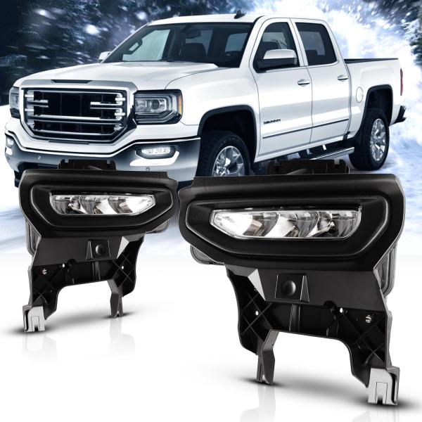 商品名: AUTOFREE LEDフォグライト 2016 2017 2018 GMC シエラ 1500用 12V 9.8W LEDフォグランプ交換用配線キット&amp;スイッチ付き - 1ペア(クリアレンズ) AUTOFREE LED Fo...