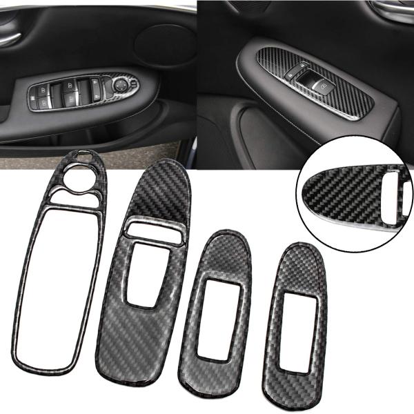 商品名: Xotic Tech ウィンドウリフトドアロックスイッチコントロールパネルカバートリム、純正ソフトカーボンファイバー、インフィニティQ50 2014-2023、Q60 2017-2022に対応 x xotic tech Windo...