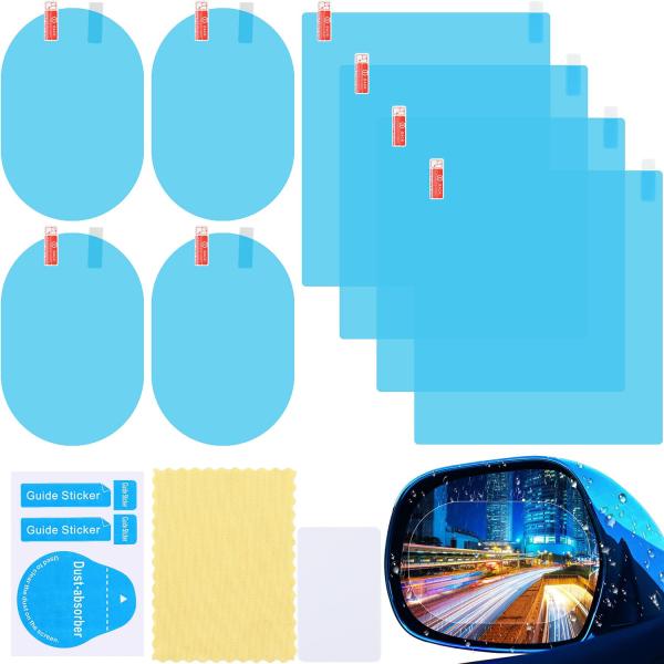 商品名:  8 Pieces Car Rearview Mirror Film, Anti Fog Glare Rainproof Waterproof Mirror HD Clear Nano Coating Car Film, Prot...