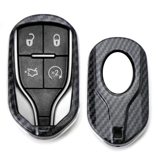 商品名:  iJDMTOY Compatible with Maserati 2013-up Quattroporte, Ghibli, 2017-up Levante Keyless Smart Key Black Gloss Carbo...