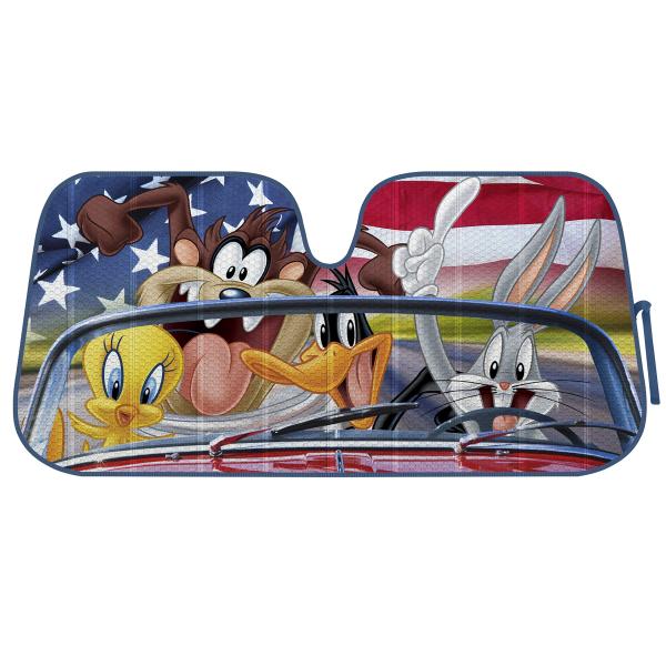 商品名:  Auto Windshield Shade, Licensed Warner Bros Looney Tunes Road Trip Design, Double Bubble Reversible Foldable Accor...