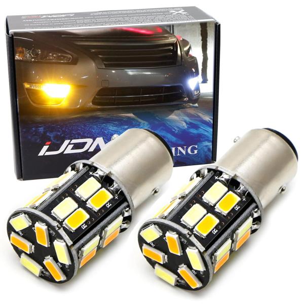 商品名:  iJDMTOY 26-SMD Diodes White/Amber Dual Color Switchback 1157 2357 7528 S25 Replacement Bulbs Compatible With Front...
