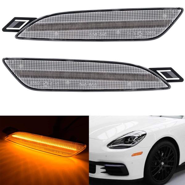 商品名:  NJSBYL Clear Lens LED Side Marker Light Lamps for 2014 2015 2016 Porsche Panamera Amber LED Front Turn Left Right ...