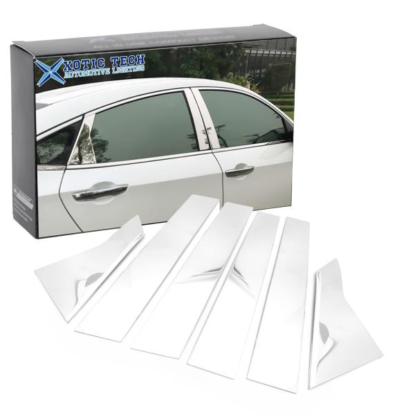 商品名:  x xotic tech 6pcs Chrome Exterior Side Door Window Pillar Molding Pre-Cut Cover Trims Compatible with Honda Civic ...