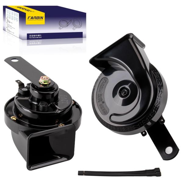 商品名: FARBIN (ファービン) トレインホーン トラック用 12V カーホーン 大音量 防水 電動カタツムリホーンキット 12V車両用 (ブラック, 12V) FARBIN Train Horn for Truck 12V Car ...