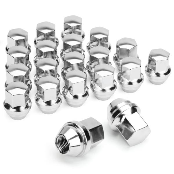 商品名: Dynofit M14×1.5 OEM ラグナット Do-dge Bui-ck Cadi-llac Chry-sler TES-la 20× シルバーナット 六角形 22mm (7/8インチ) 高さ1.5インチ 円錐円錐 膨らんだ...