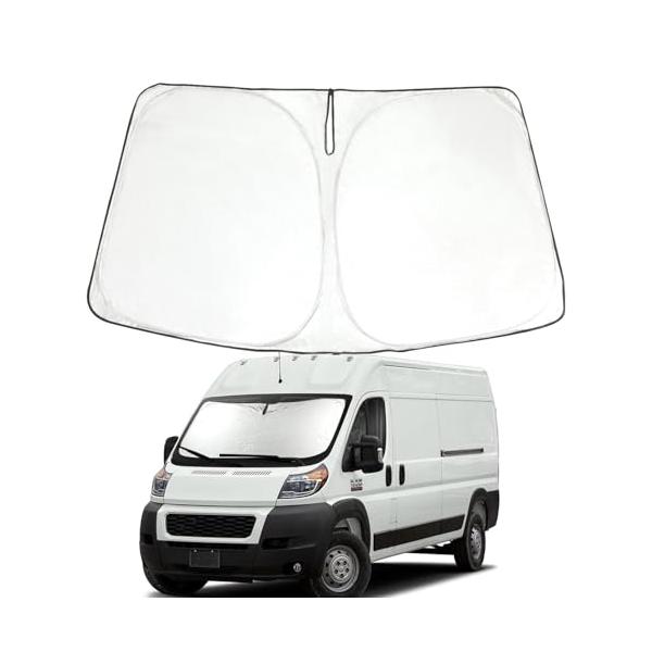商品名: ROCCS フロントガラスサンシェード 紫外線反射板 2014-2022 Dodge RAM ProMaster フルサイズ カーゴ バン シャーシ キャブ カットアウェイ フロントウィンドウ サンシェード シールドカバー 折りた...