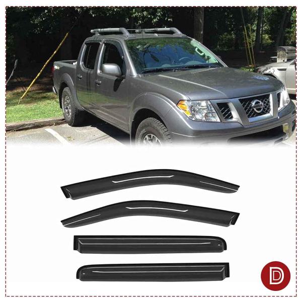 商品名: Deebior サイドウィンドウディフレクターバイザー 2005-2022 日産フロンティアクルーキャブ(フルサイズドア4つ付き)、外側マウントテープオン飛散防止レインガード、ダークスモーク素敵な外観のウィンドウシェード4個944...