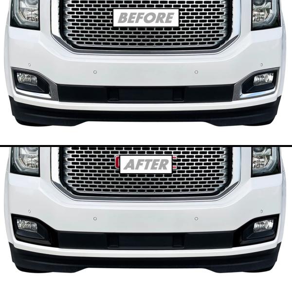 商品名: クロム削除ブラックアウトビニールオーバーレイ 2015-2020 GMC ユーコン フロントグリル &amp; フォグライトトリム用(3.フォグライトトリムのみ、グロスブラック) SlickMod Chrome Delete Bl...