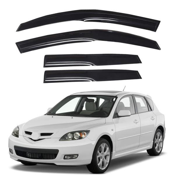 商品名: munirater サイドウィンドウバイザー ベントレインガード ディフレクター 交換用 2004-2009 マツダ 3 ハッチバック用 munirater Side Window Visor Vent Rain Guard De...