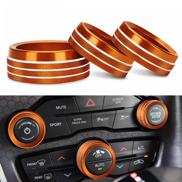 商品名: Auprite 気候制御ノブカバー Dodge Durango Limited 2014、Dodge Challenger/Charger 2015-2021、Chrysler 300 300s 2015-2021用 (3個/オレ...