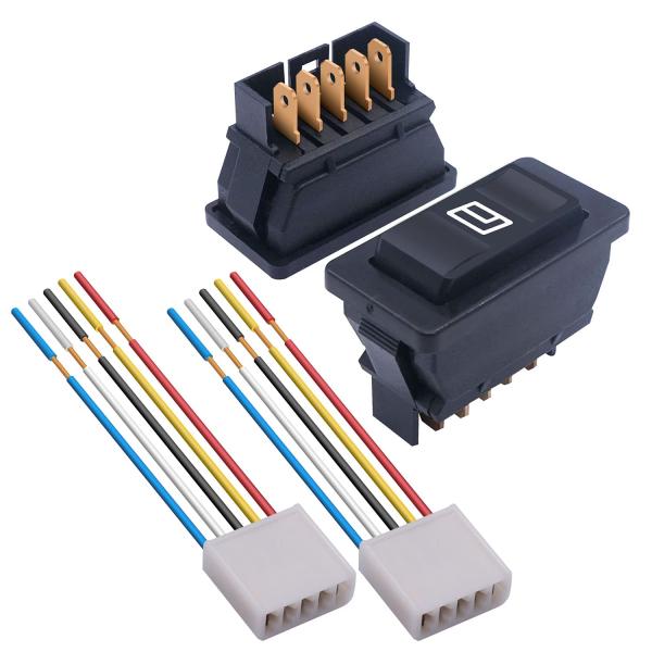 商品名: weideer 2個 5ピン カーウィンドウスイッチ 12V 20A コントロール パワーウィンドウ リフト モーメンタリLED ロッカースイッチ 配線ハーネス付き K-010-X weideer 2Pcs 5 Pin Car W...