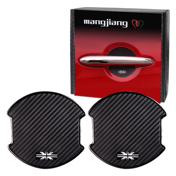 商品名: MANG JIANG ドアハンドルプロテクター 2個 ユニオンジャック カーボンファイバー テクスチャ 3D TPUステッカー 車のドア 傷 保護フィルム カバーパッド ミニクーパー R50 R52 R55 R56 R60 F54...