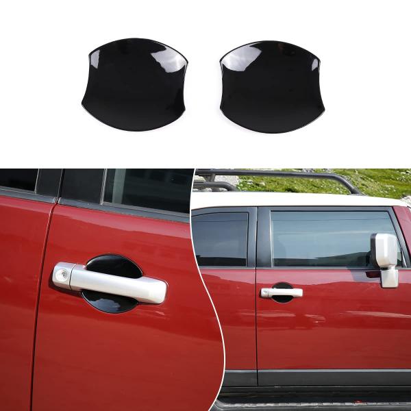 商品名: Fgtagtal エクステリアドアハンドルボウルトリムカバー トヨタFJクルーザー2007-2021 ABS車外ドア Hanldeボウルパネル 傷防止装飾保護アクセサリー(ブライトブラック) Fgtagtal Exterior D...