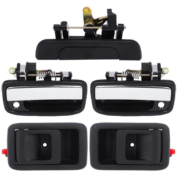 商品名: LUJUNTEC 外装内装+テールゲートドアハンドル フロントリアドアハンドル 運転席左助手席右側 1995-2004年トヨタタコマ用交換用 5個 バルク/クロームハンドル 交換用 LUJUNTEC Exterior Interi...