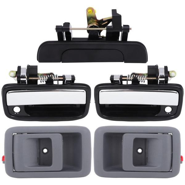 商品名: LUJUNTEC 外装内装+テールゲートドアハンドル フロントリアドアハンドル 運転席左助手席右側 1995-2004年トヨタタコマ用交換用 5個 バルク/グレーハンドル 交換用 LUJUNTEC Exterior Interio...