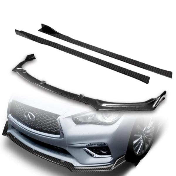 商品名:  DriftX Performance, 3PCS Front Bumper Lip Body Kit compatible with 2018-2021 Infiniti Q50 + 6PCS Side Skirt Extens...