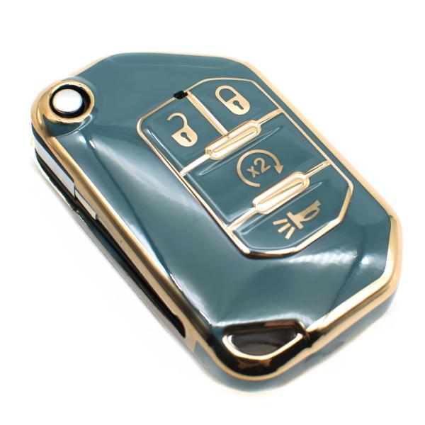 商品名:  FEYOUN Key Fob Cover Compatible with Jeep Gladiator Wrangler Wagoneer Flip 4 Buttons TPU Remote Keyless Key Fob Ca...