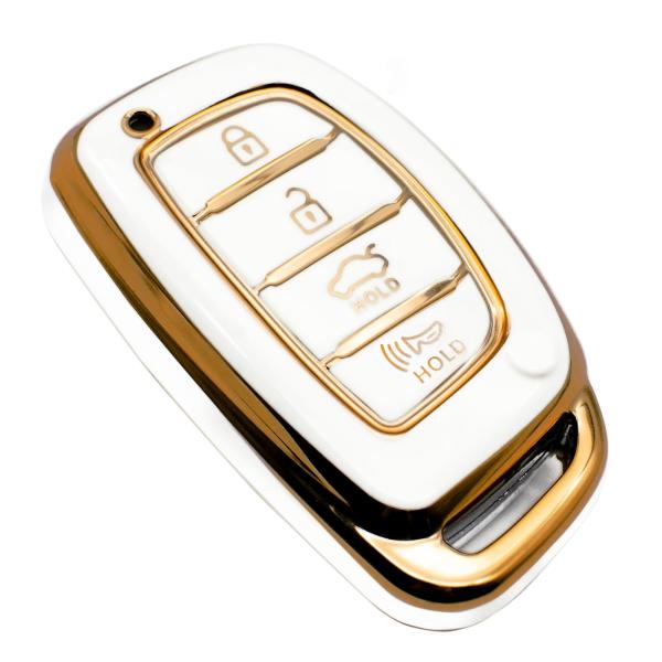 商品名: FEYOUN TPU キーケース ヒュンダイ スマート 4 ボタン ホワイト FEYOUN Key Fob Cover Compatible with Hyundai Elantra Elantra GT Ioniq Sonata...