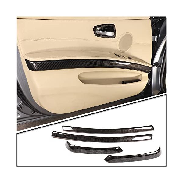 商品名: BMW 3 シリーズ E90 E93 2005-2012 カーアクセサリー、ABS、4PCS (カーボンファイバー)-PS用カーインテリアドアパネルトリム。 Car Interior Door Panel Trim For BMW...