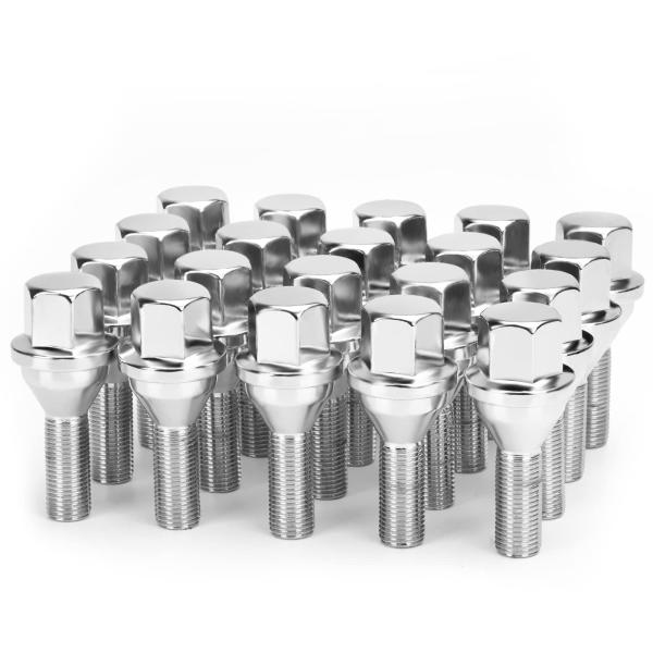商品名: dynofit 12x1.25 OEM/Stock ホイールラグボルト 20個 ET 28mmシャンク 19mm 六角 長さ2.45インチ ソリッドクロームスタッドセット 2015-2022 Je/ep Renegade 2018...
