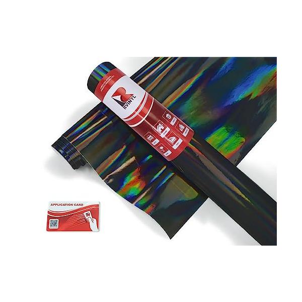 商品名:  Rwraps Holographic Chrome Vinyl Car Wrap Film in Black Neochrome - 5ft x 1ft - Vehicle Sheet Roll with Adhesive Ba...