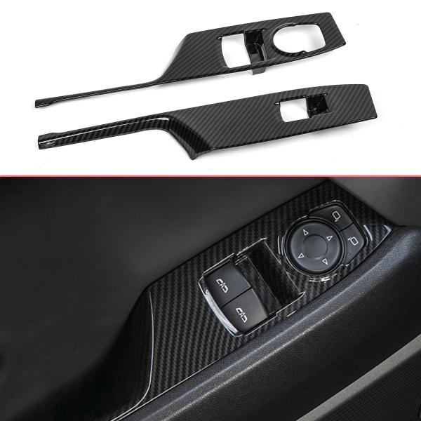 商品名: RT-TCZ カーボンファイバー ウィンドウスイッチ リフトボタン トリムカバー ステッカー パネル ドアハンドル インテリア コントロール スイッチ 装飾 アクセサリー シボレー カマロ 2017-2022用 Carbon Fi...