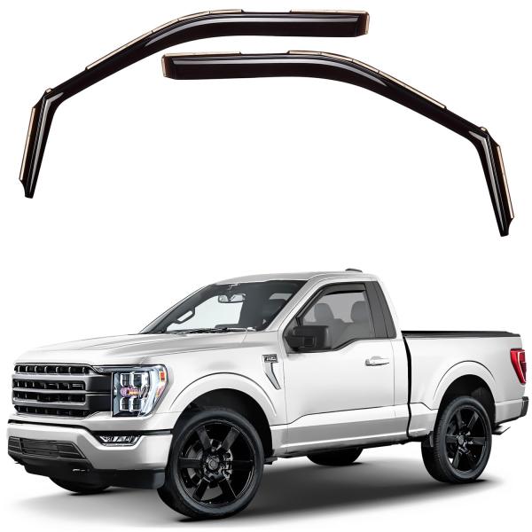 商品名: GrandWheel Co スモークティンテッドインチャンネル サイドウィンドウベントバイザー ディフレクター レインガード フォードF150 2021-2022 レギュラーキャブ スタンダードキャブ 2個 GW0185 Wind...