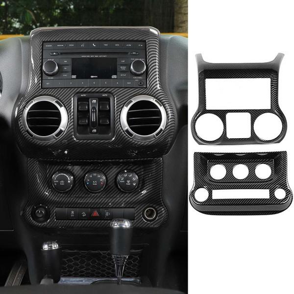 商品名: RT-TCZ センターコンソールダッシュボードパネルカバートリム&amp;エアコンスイッチパネルカバートリムキット装飾インテリアアクセサリージープラングラーJK JKU 2/4ドア2011-2017、カーボンファイバーグレイン。 ...