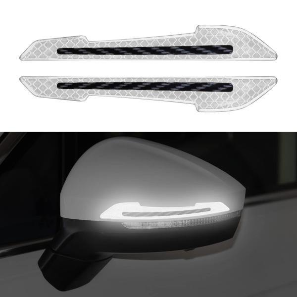 商品名: RUANTE ユニバーサルカー反射ステッカー スーパーリフレクティブ バックミラー トリムステッカー 車 衝突防止 ストリップ 反射 警告デカール 傷防止 保護 (2枚 ホワイト) RUANTE Universal Car Ref...