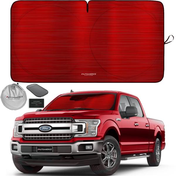 商品名: Autoamerics 1-Piece Windshield Sun Shade - Metallic Red Foldable Car Front Window Sunshade for Most Cars SUV Truck ...