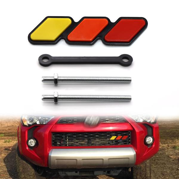 商品名: TRD グリル装飾バッジ 3色アップグレードエンブレム ロゴ装飾アクセサリー 車 トラックラベル Tacoma 4Runner Tundra Sequoia Rav4 Highlanderに対応 (イエロー、オレンジ、レッド) T...