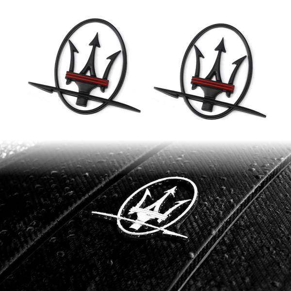 商品名: ARKOSKNIGHT サイドドア トライデント ロゴ エンブレム ステッカー 2個 3D リアウィンドウバッジ Qvattroporte、Ghibliiシリーズアクセサリーに対応 (ブラックレッド) ARKOSKNIGHT 2P...