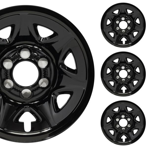 商品名:  17" Gloss Black Wheel Skin Set Made for Chevrolet 1500, Silverado 1500, Suburban, Tahoe, and GMC Yukon (14-20) | D...