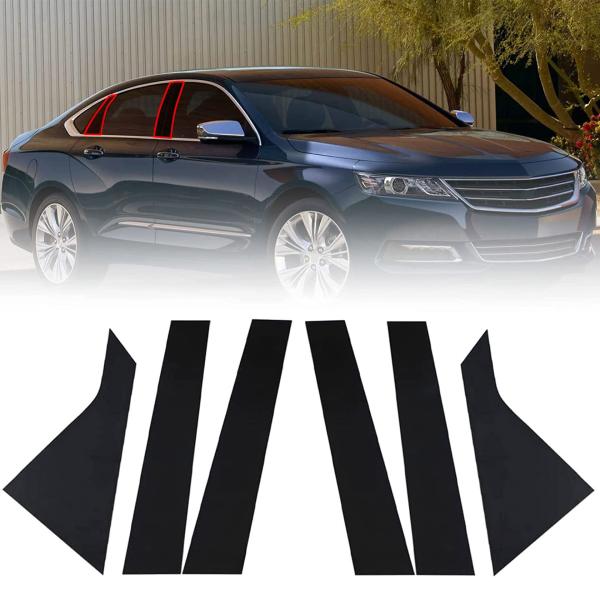 商品名:  FZJDSD Glossy Black 6pcs Pillar Posts Door Window Trim Compatible with Chevy Impala 2014 2015 2016 2017 2018 2019 ...