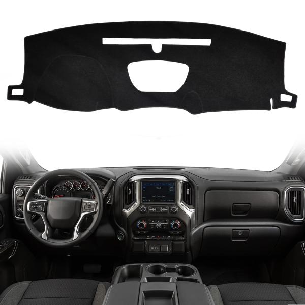 商品名: HanLanKa ダッシュカバーマット カスタムフィット 2019-2022 シボレー シルバラード/GMC シエラ 1500 2500HD 3500HD用 ダッシュボードパッドカーペット ヘッドアップディスプレイなし (ブラック...